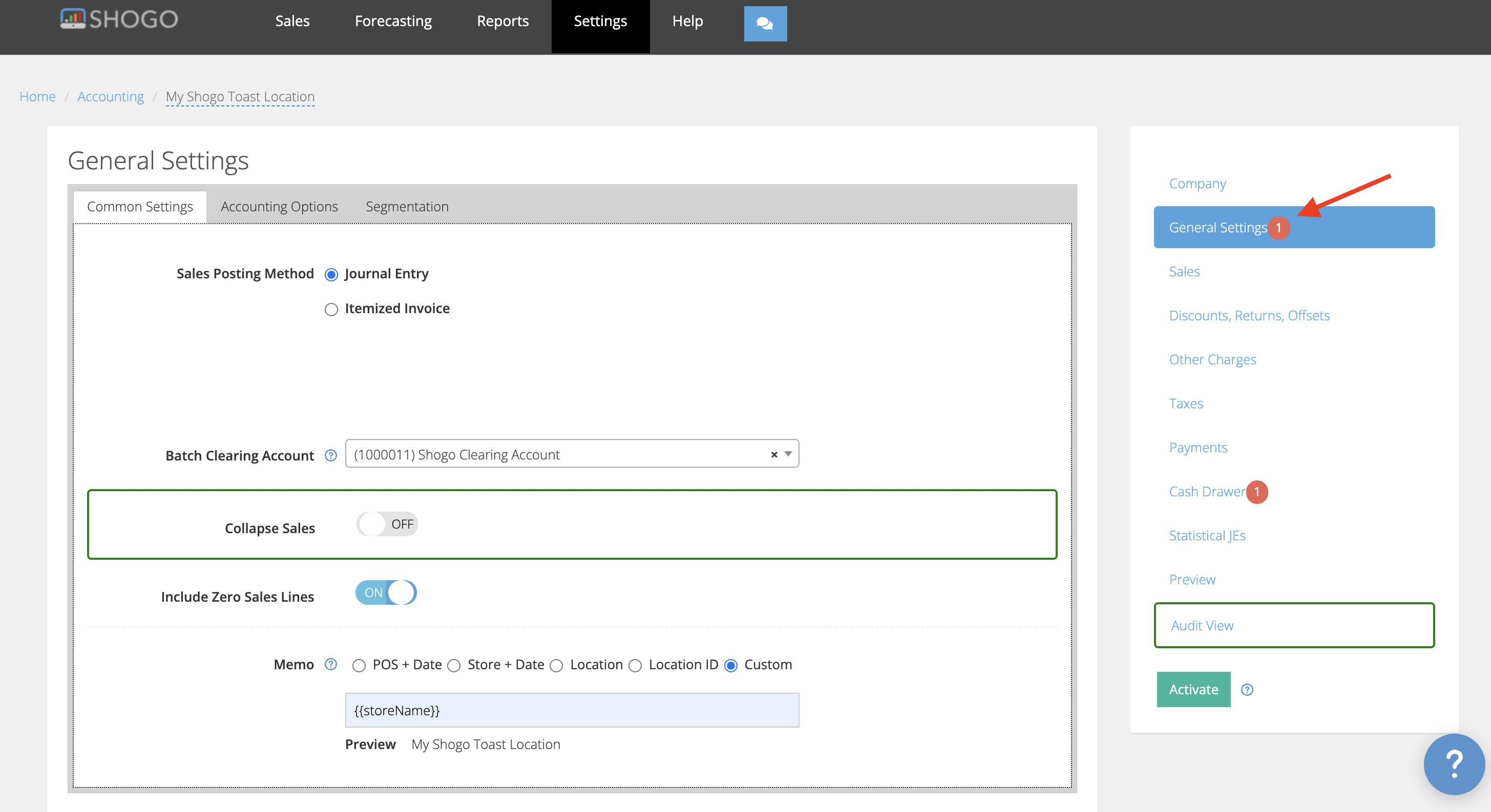 Customizing the Memo posted to Accounting System – SHOGO Knowledge Base.